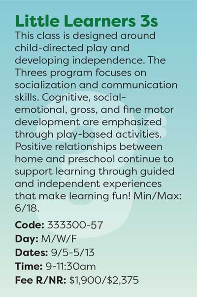 Little Learners Preschool – General Info – Clarendon Hills Park District